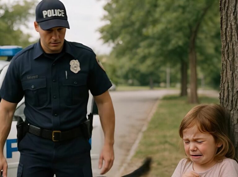 During patrol, I noticed a little girl standing under a tree, crying ...