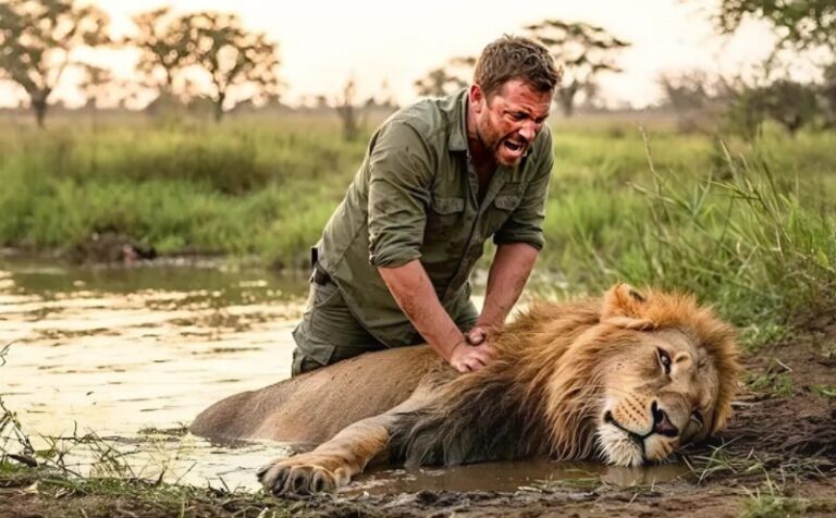 A man saved a lion from a river where it was about to drown, but once ...